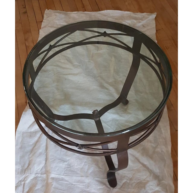 Modern Sherrill Furniture Glass and Wrought Iron Round Table | Chairish