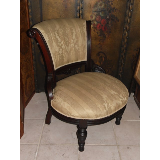 Antique Victorian 19th Century Black Walnut Parlor Chair Slipper Chair Chairish