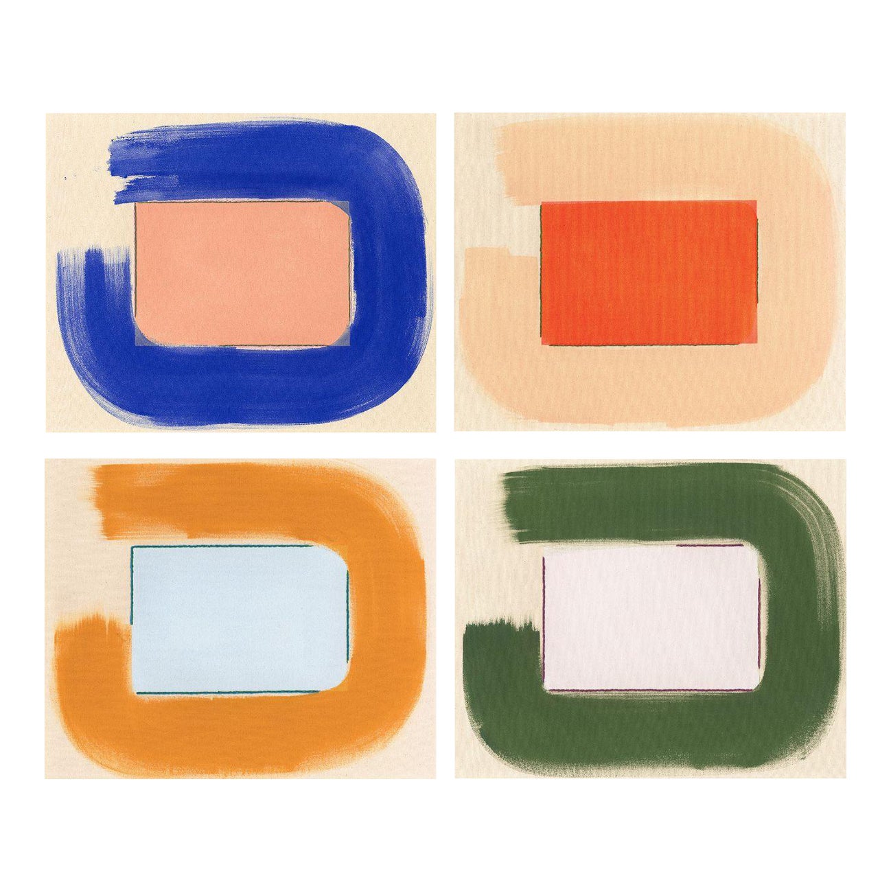 Colorful Abstract Prints Set of 4, Emily Keating Snyder, 30 X 38 ...