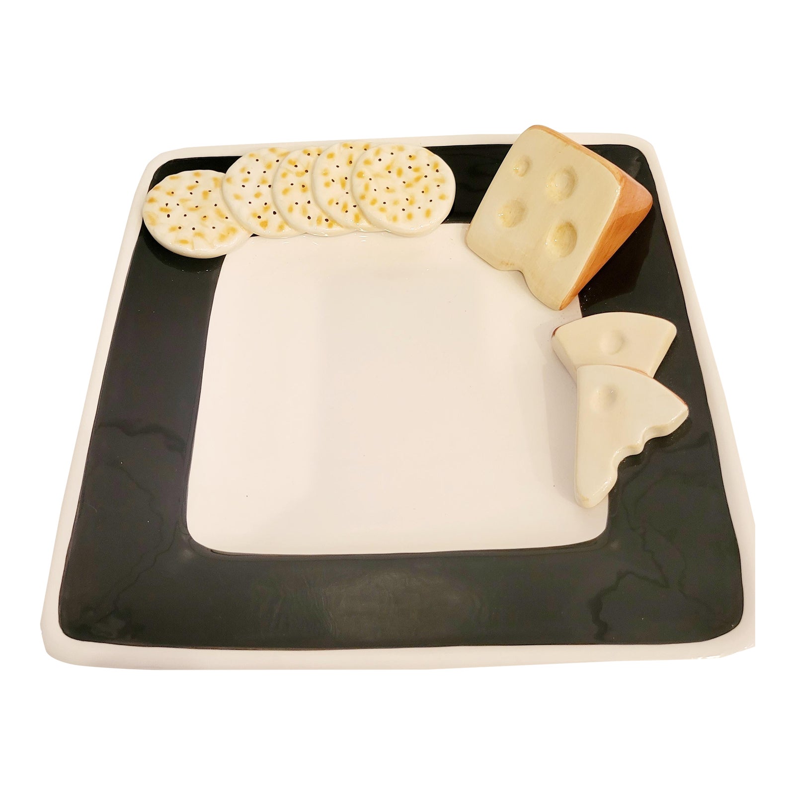 Vintage Black White Ceramic 3 Dimensional Cheese Cracker Serving ...