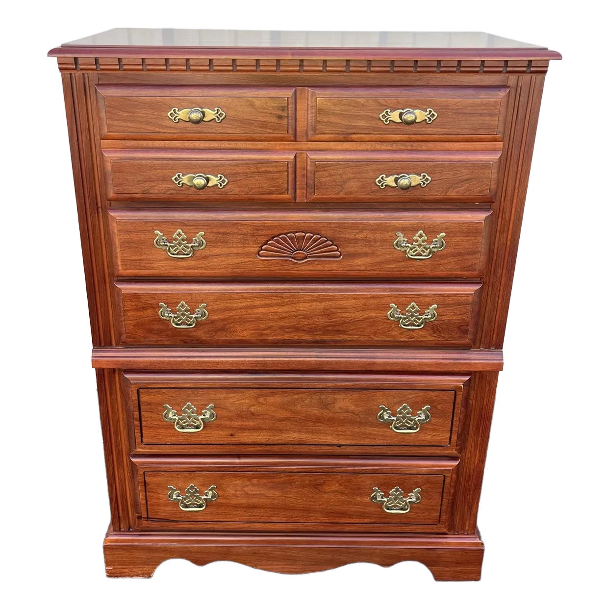 Broyhill Cherry Chippendale 5-Drawer Tall Dresser Chest of Drawers ...