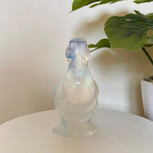 Art Deco Opaline Glass Duck by Ferjac France, 1930s | Chairish