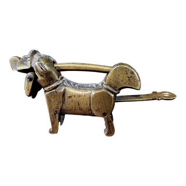 Antique Early 19th Century Chinese Foo Dog Brass Lock | Chairish
