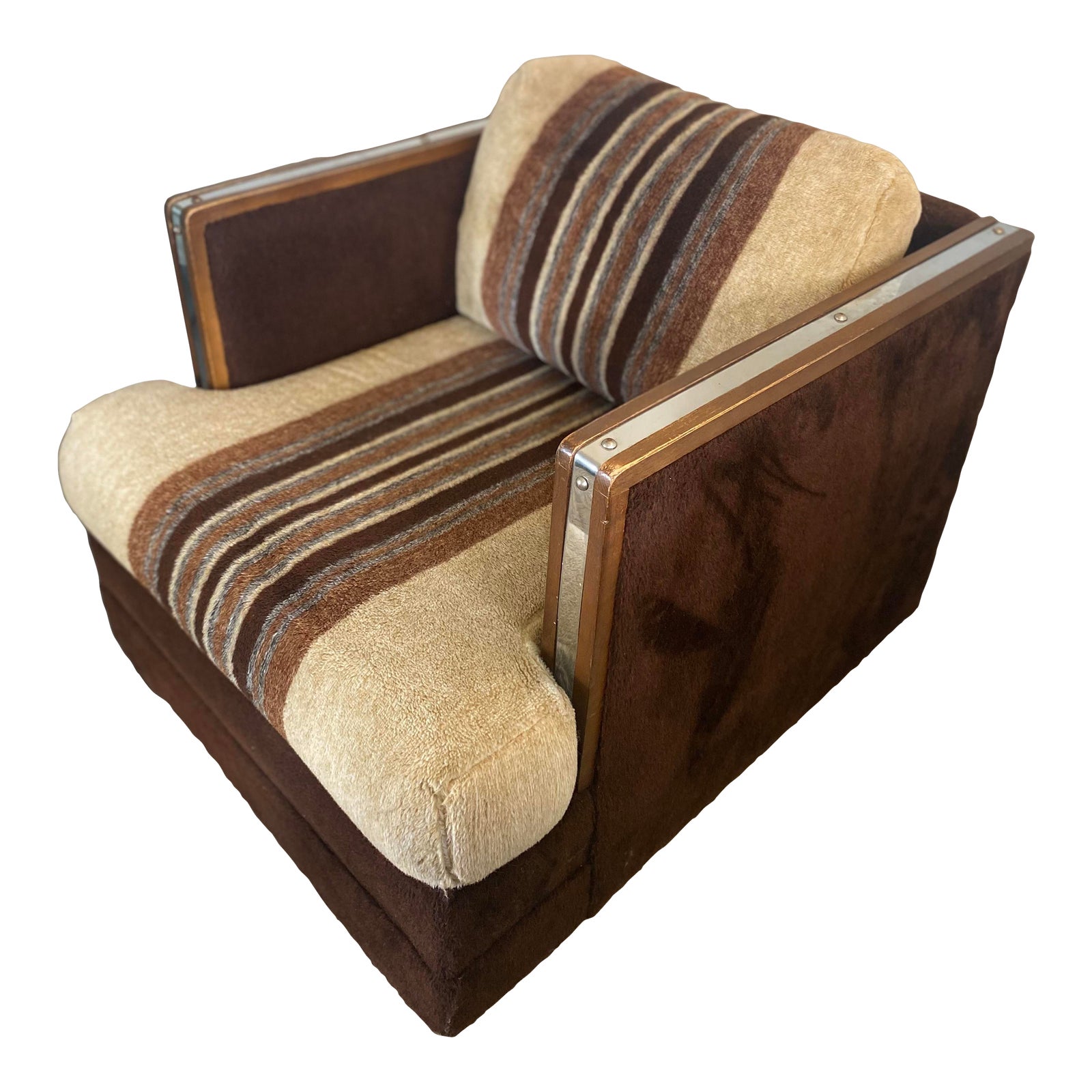 Mid Century Modern Sherpa Arm Chair | Chairish