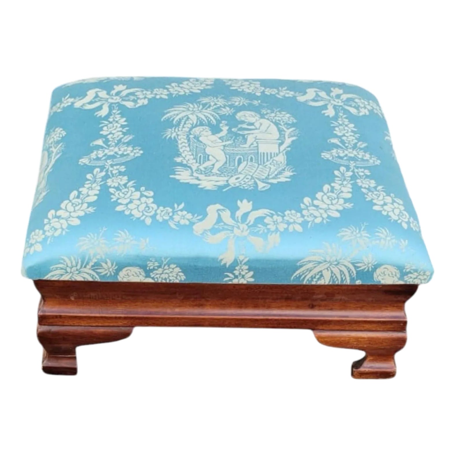 1920s Mahogany Second Empire Upholstered Footstool | Chairish