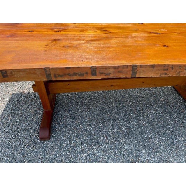 Live Edge Country Rustic Trestle Dining Table | Chairish