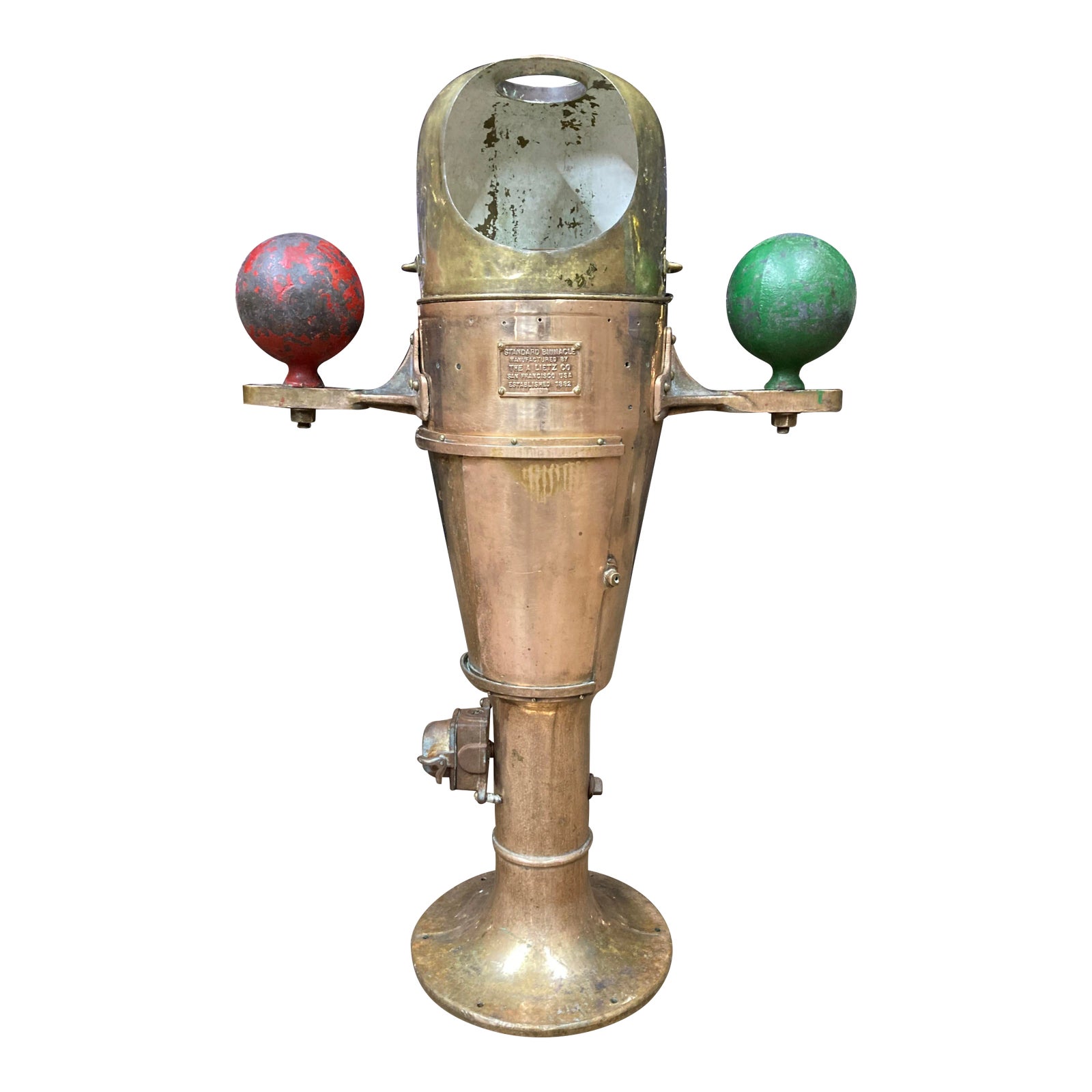 A. Lietz Company World War II Bronze Binnacle & Magnetic Compass ...