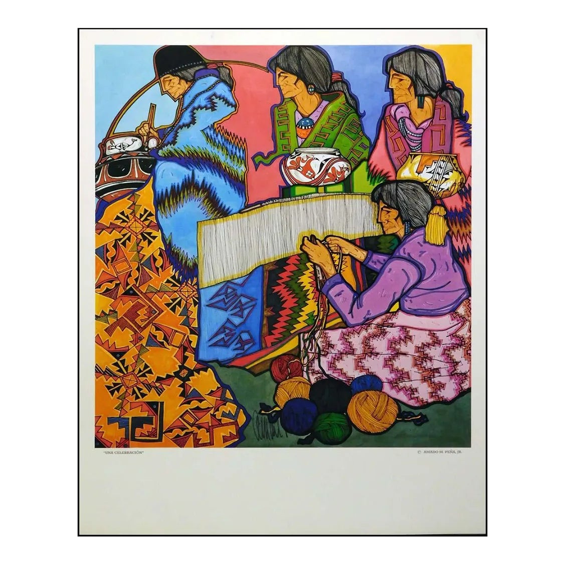 Amado Pena "Una Celebracion" Hand Signed Offset Lithograph | Chairish