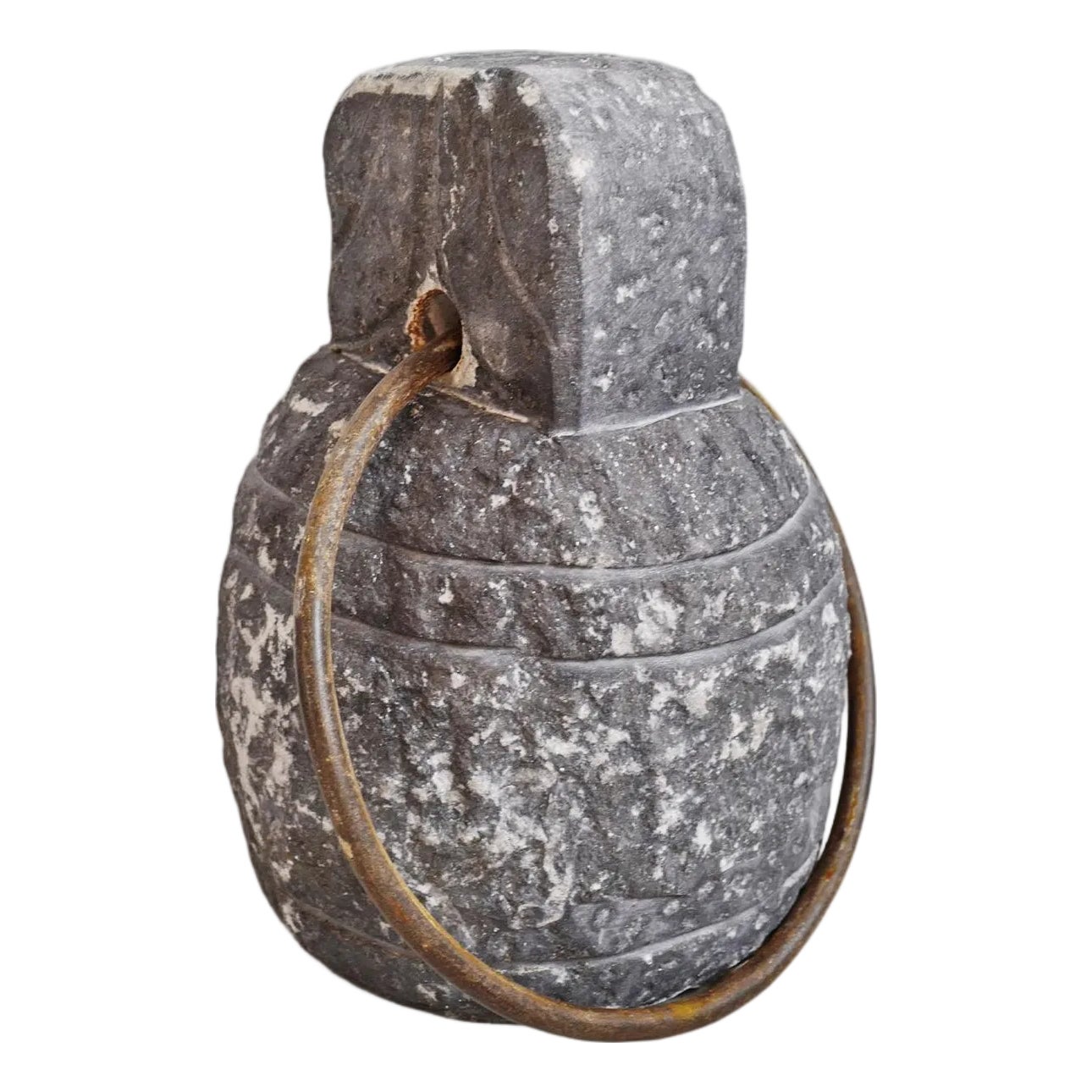 Vintage Rustic Industrial Stone Weight W/Iron Ring | Chairish