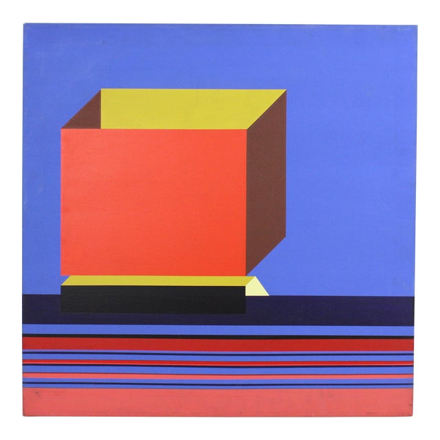 Vintage Mid-Century Modern Geometric Hard Edge Painting 1972 | Chairish