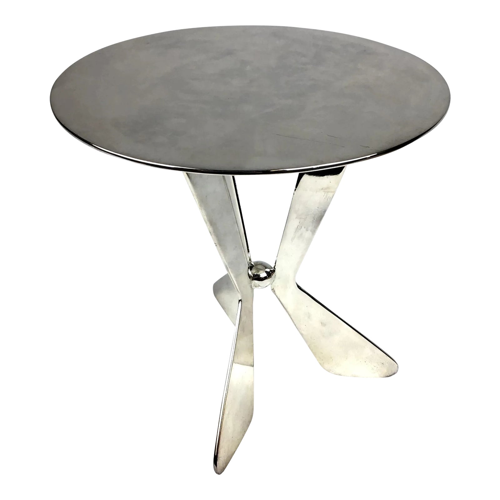 1980s Silver Plated Modern Heavy Pedestal Stand | Chairish