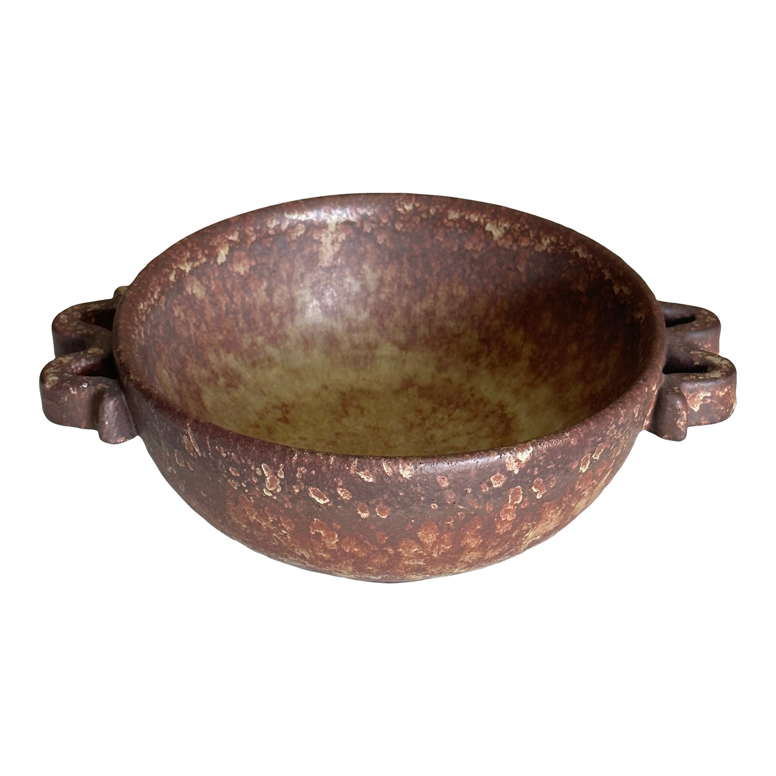 1930s Swedish Double Handled Bowl Attributed to Höganäs | Chairish