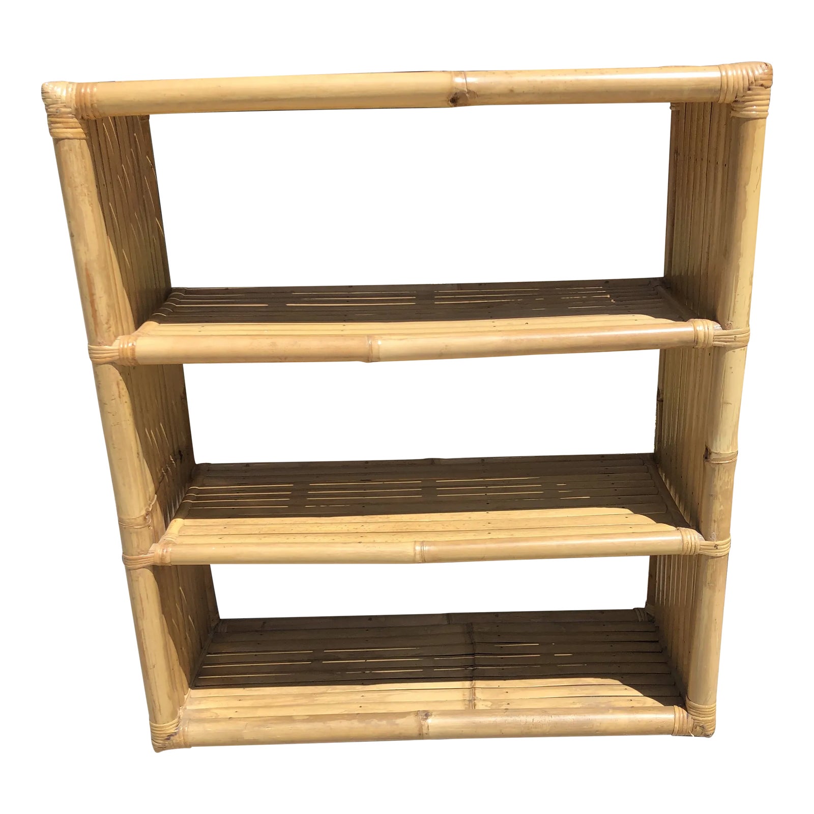 Mid 20th Century Vintage Japanese Bamboo Tiered Bookcase | Chairish
