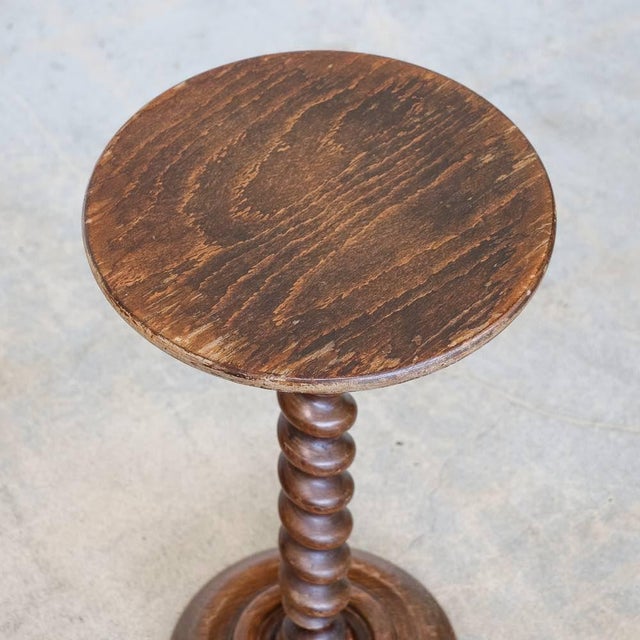 1940s French Twisted Oak Pedestal Table | Chairish
