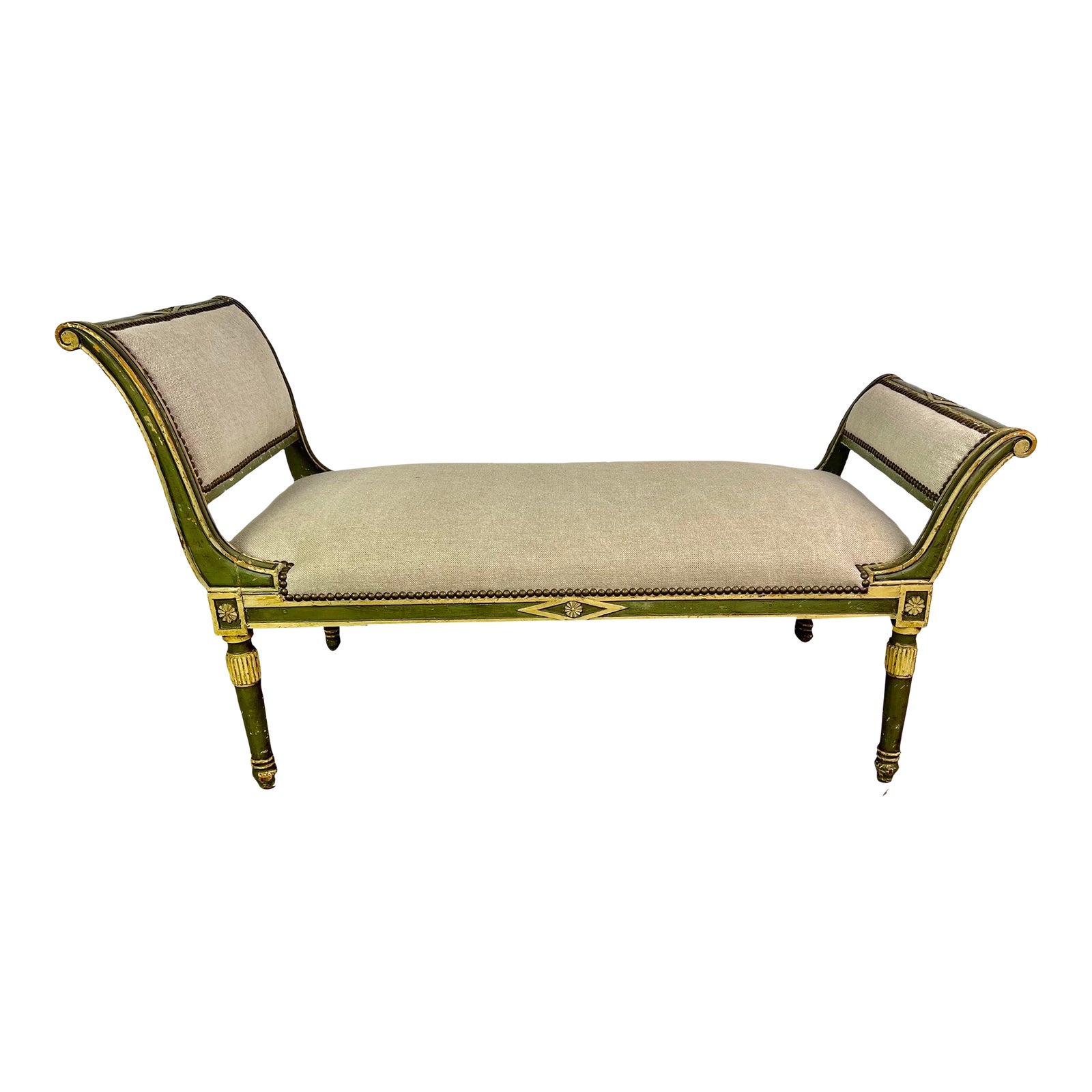 Painted Neoclassical Style Painted Bench C. 1920 | Chairish