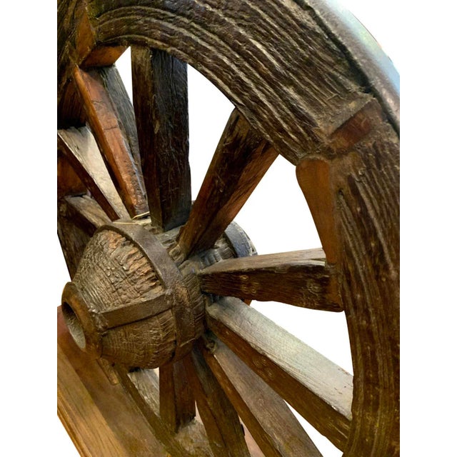 1900s Antique Solid Wood Wheel on Stand | Chairish
