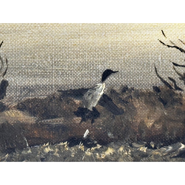 Mid Century Oil Painting Canadian Ducks Pintails Flushed Out Duck Duck ...