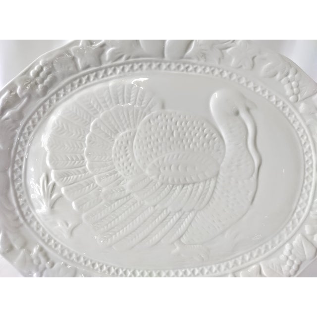 Vintage White Ceramic Turkey Serving Platter | Chairish