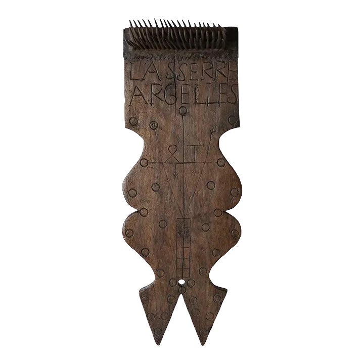 French Provincial Primitive Walnut and Forged Iron Flax Hatchel | Chairish