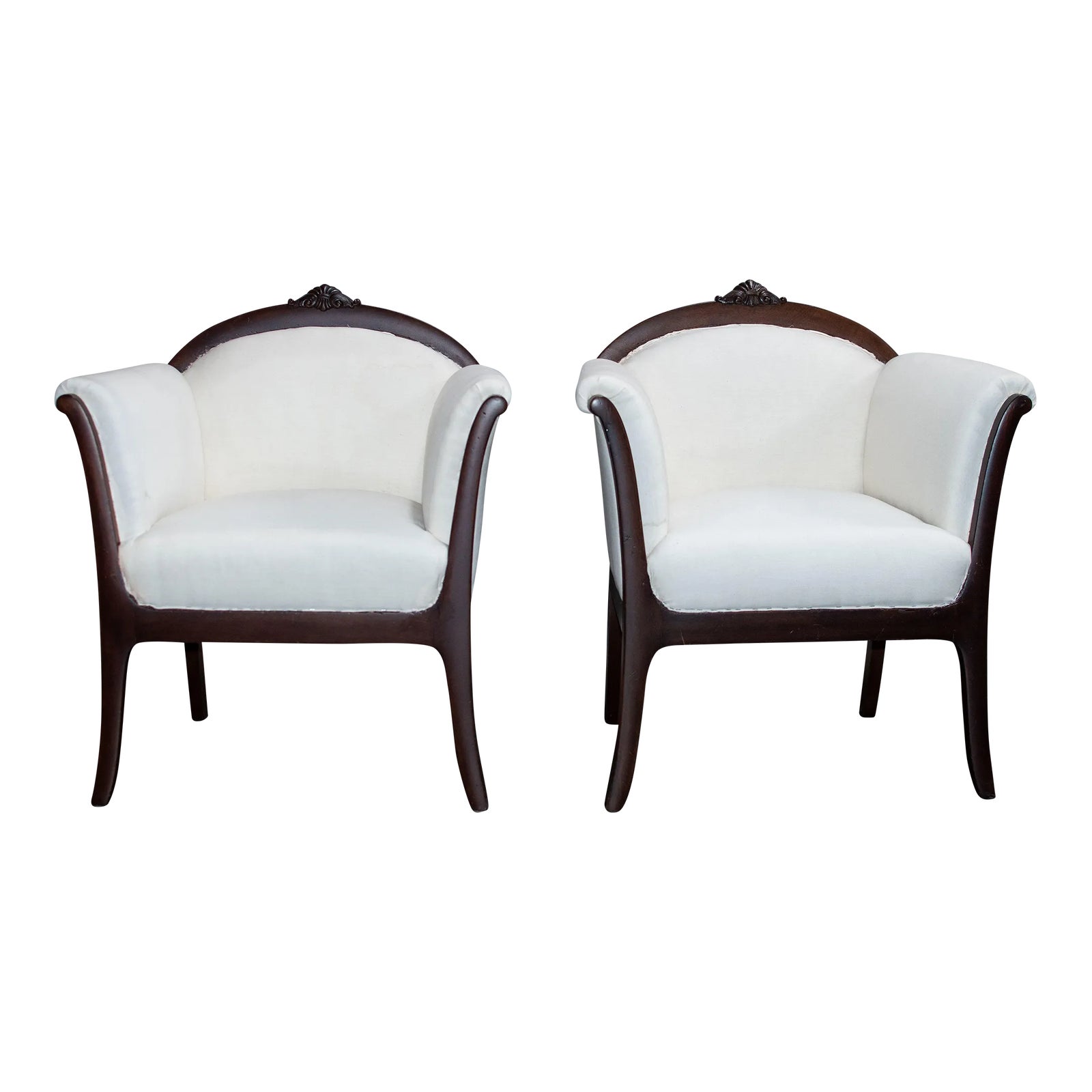 Pair of Swedish Grace Arm Chairs - Com Ready | Chairish