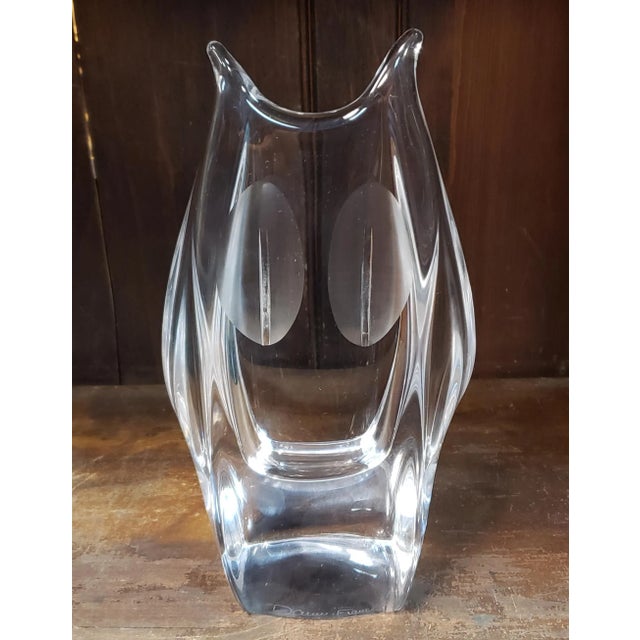 Vintage 1970's French Daum Crystal Owl Sculpture | Chairish