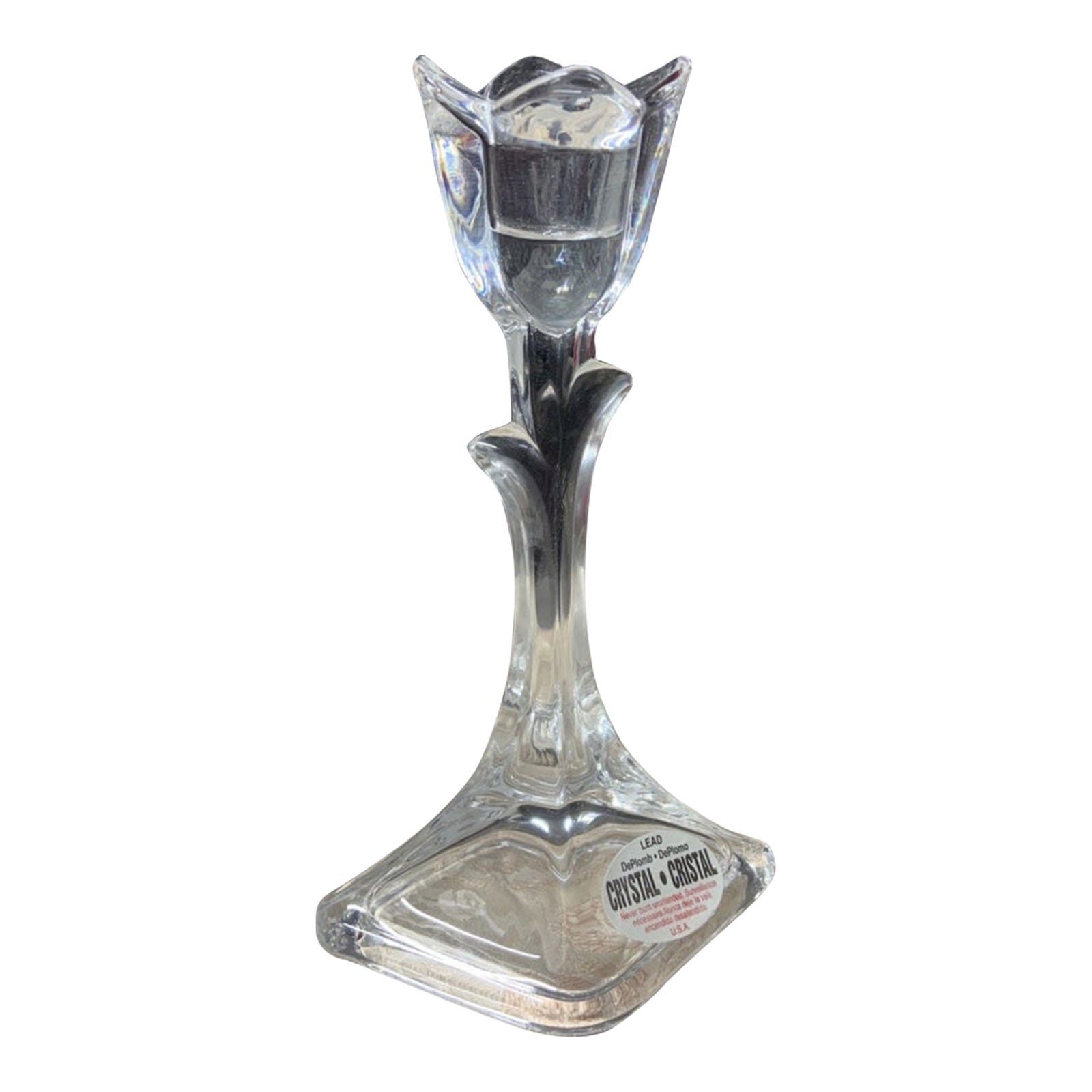 1990s Vintage Deplomb Lead Crystal Candlestick Candle Holders Tulip Shaped Chairish