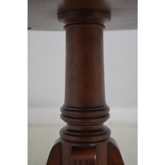 Ethan Allen Round Leather Top Drum Table | Chairish