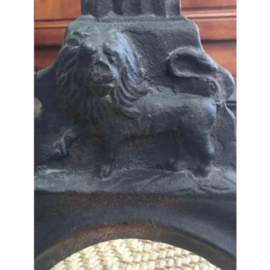 Antique Pair Gothic Shaman Face Figural Cast Iron Andirons | Chairish