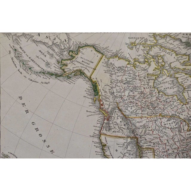America: A Framed Hand-Colored 19th Century German Map by Adolph ...