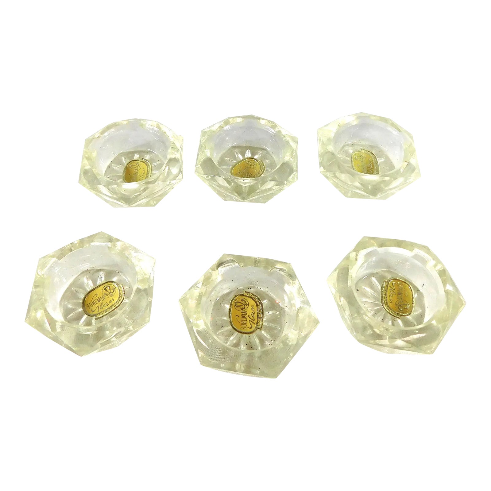 1940s Bohemia Crystal Salt Dishes- Set of 6 | Chairish