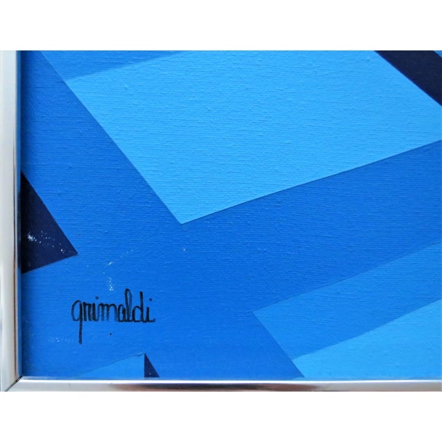 Mario Grimaldi Surrealist Mixed Media Painting in Blue | Chairish