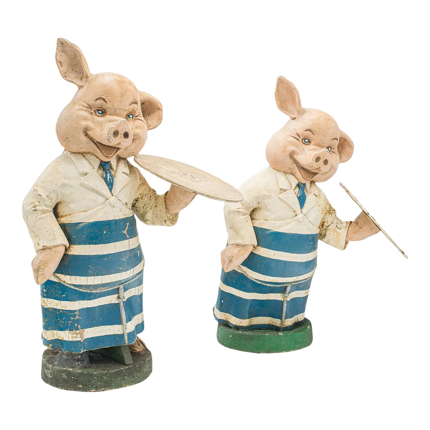 1900s Edwardian Pair of Antique Butchery Pigs, English, Plaster, Shop ...