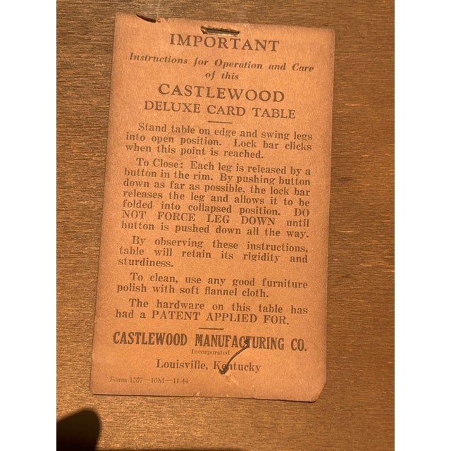 1930s Castlewood Deluxe Art Deco Folding Card Table. | Chairish