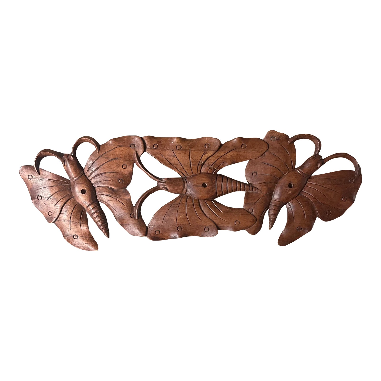 Mid Century Modern Carved Wooden Butterflies Wall Art | Chairish
