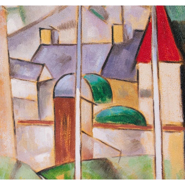 Abstract Cityscape Cubist Oil on Canvas Painting by E. Pullman | Chairish