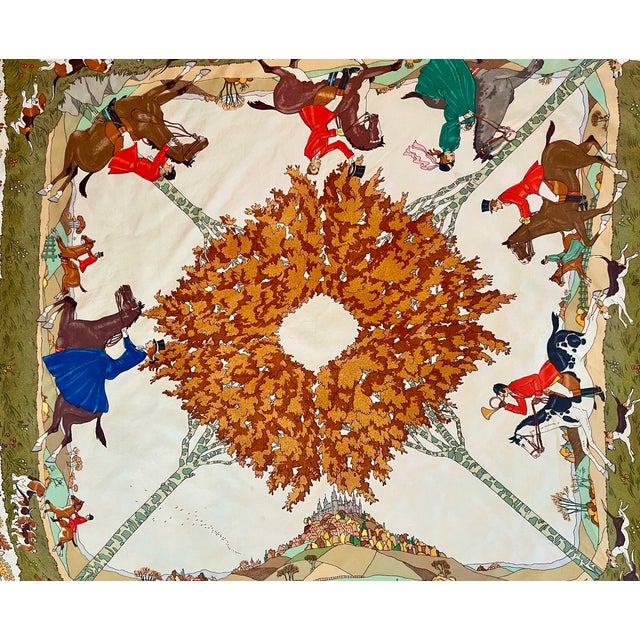 1970s Gucci Fox Hunting Silk Scarf | Chairish