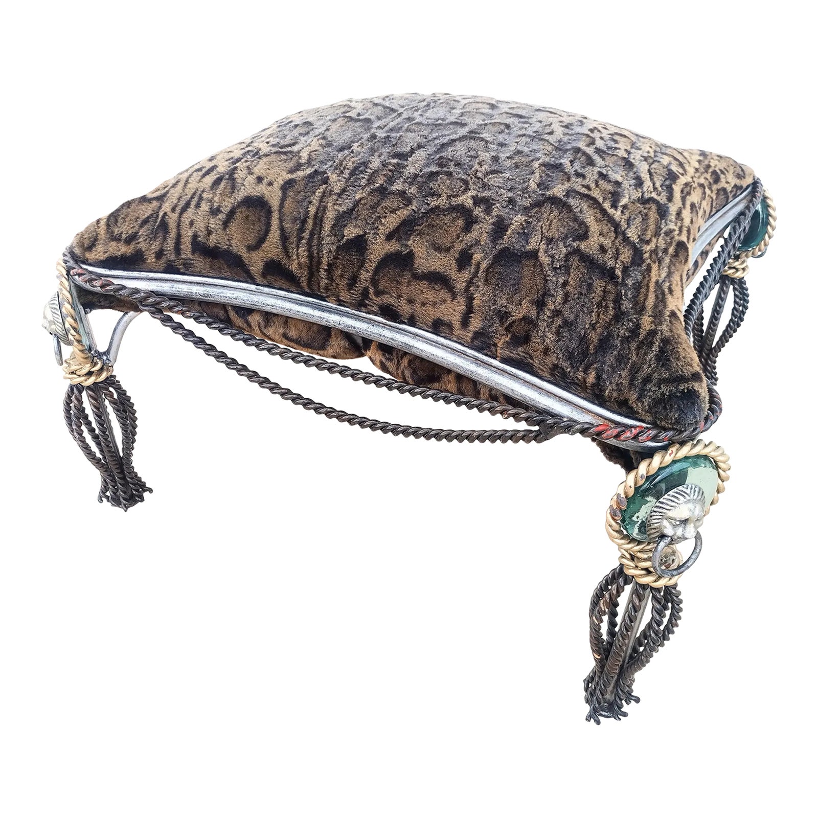 Vintage Maitland Smith Heavy Braided Iron Tassel Lion Head Corner ...