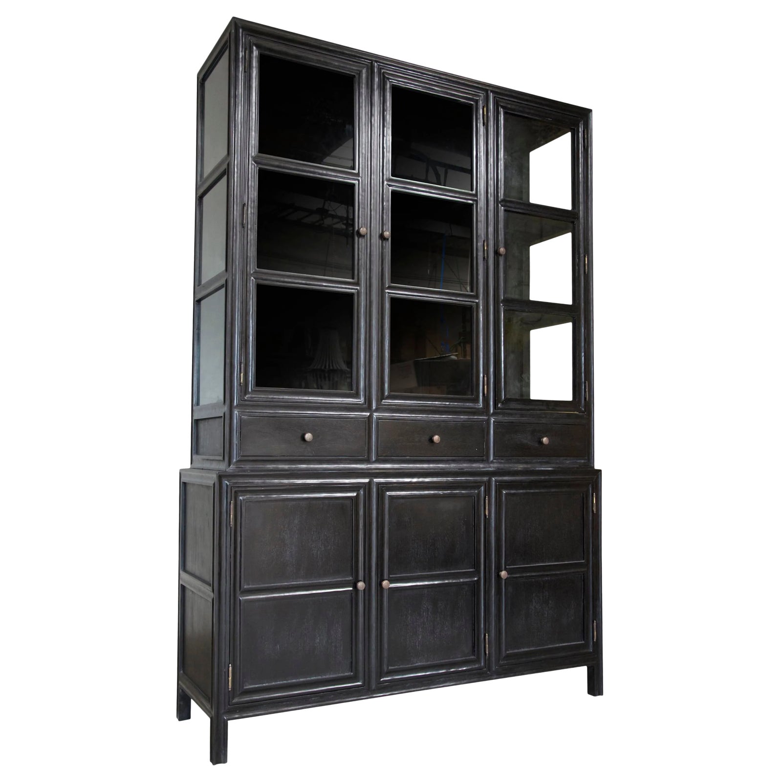 Colonial Hutch, Hand Rubbed Black | Chairish