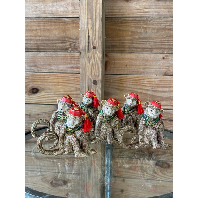 Vintage Cloisonné Regency Monkey Napkin Rings-Set of Six | Chairish