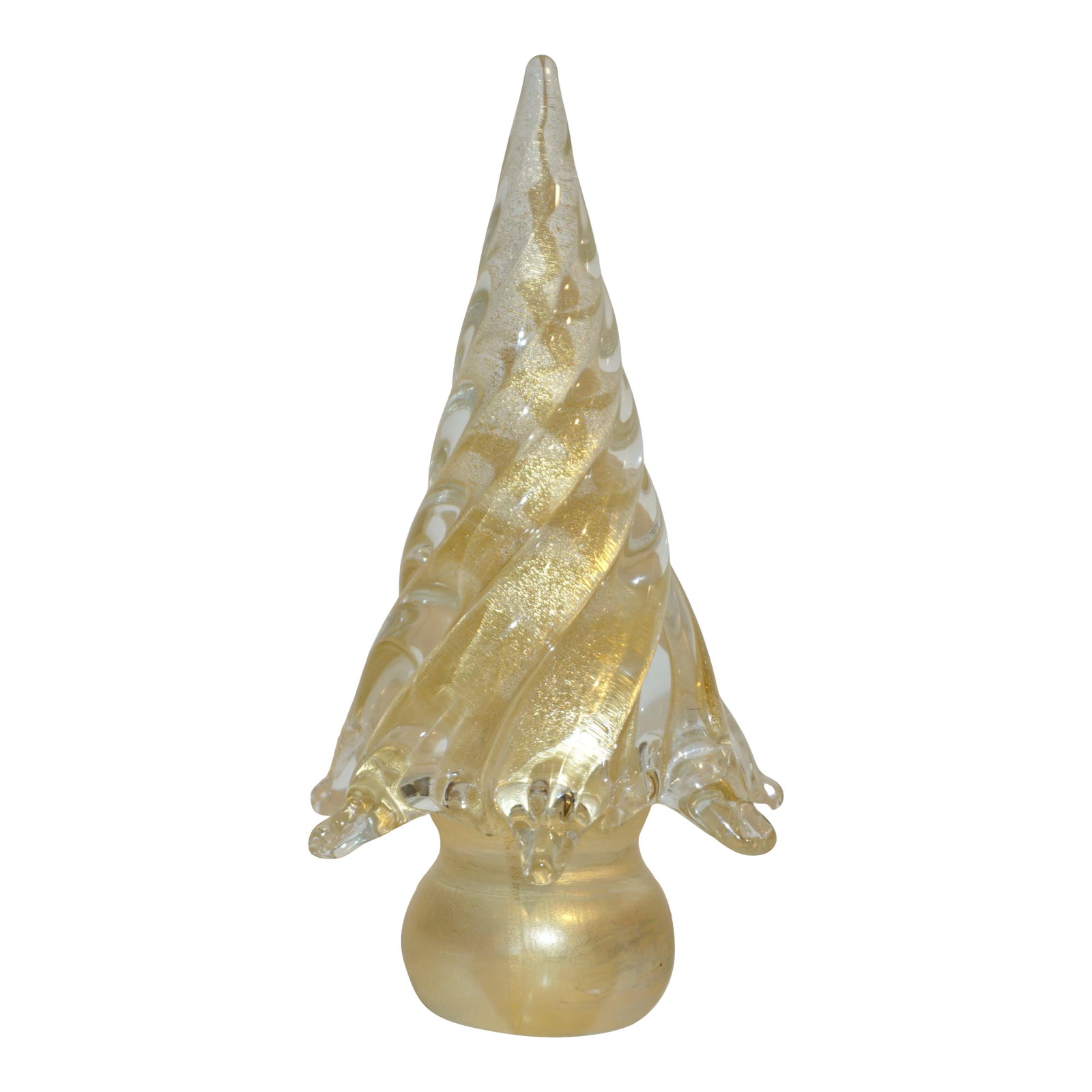 Cenedese 1980s Italian Modern 24k Gold Dust Twisted Murano Glass Tree ...