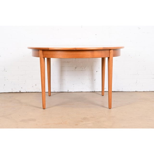 Danish Modern Teak Round Dining Table, Newly Refinished | Chairish