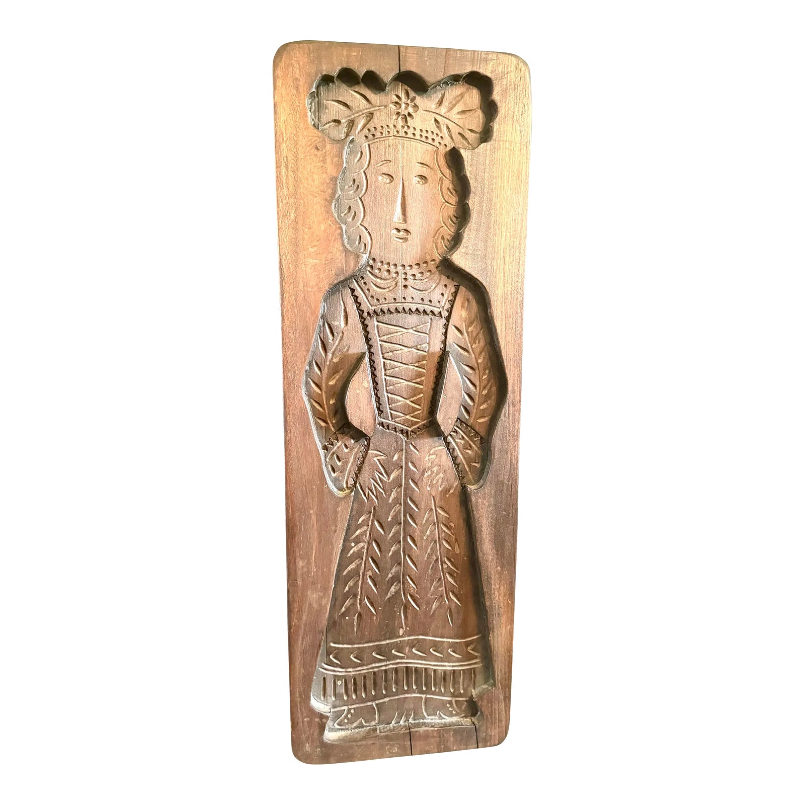 Large Vintage Gingerbread Cookie Mold Wooden Primitive Wall Art | Chairish