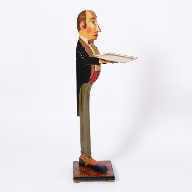 English Standing Butler With Serving Tray | Chairish