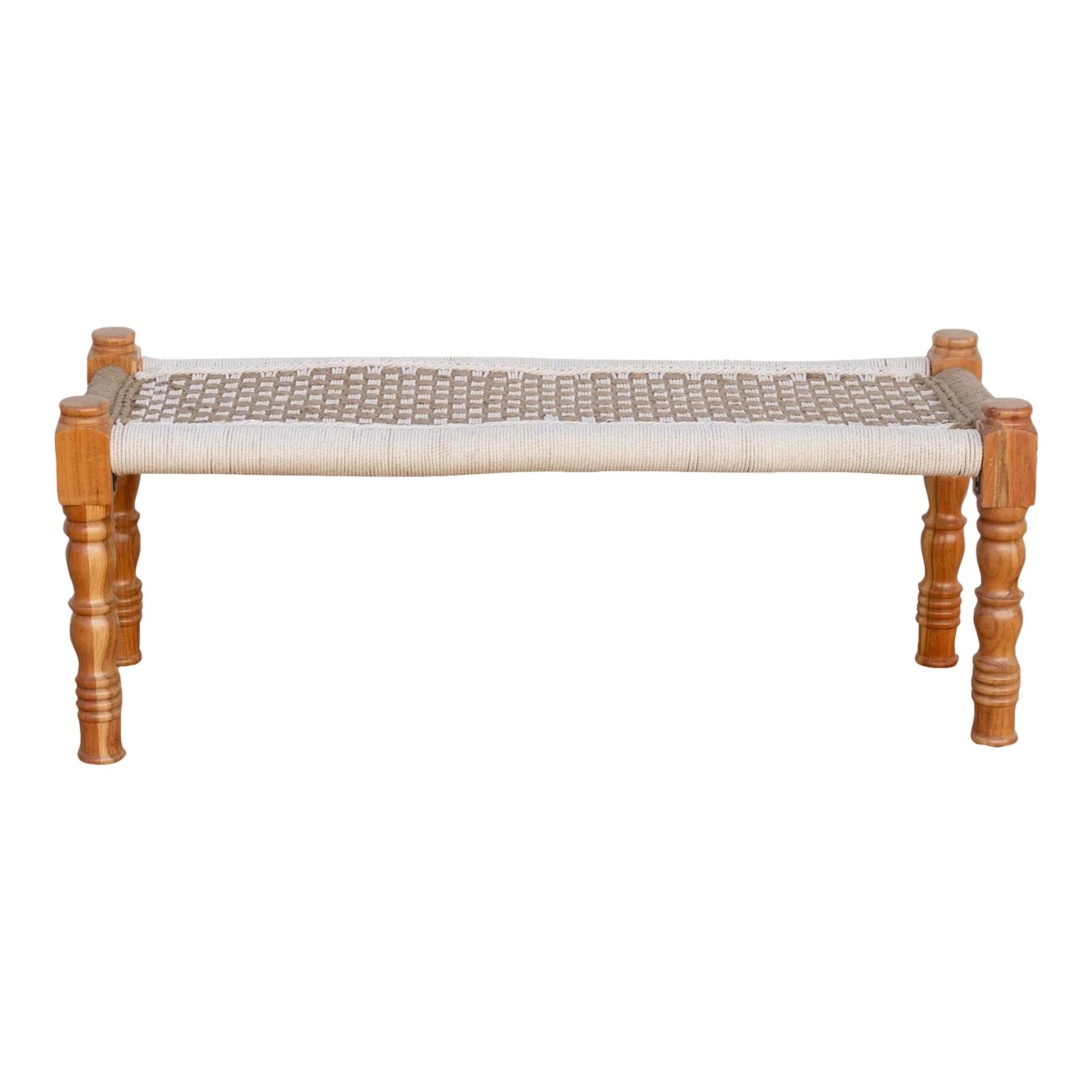 Handwoven Modern Charpai Bench | Chairish