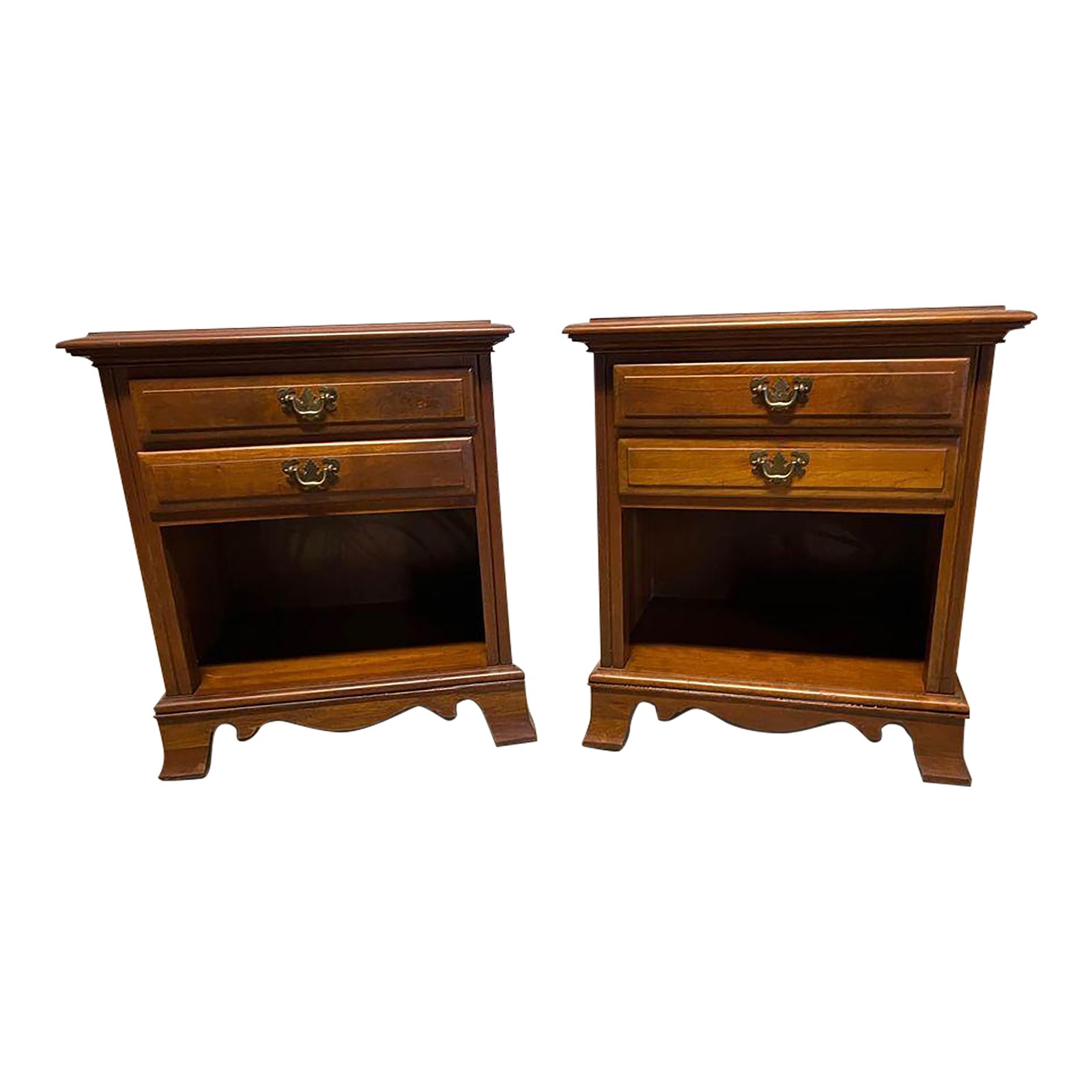 Mid 20th Century Kling Furniture Pair Vintage Solid Cherry Nightstands ...
