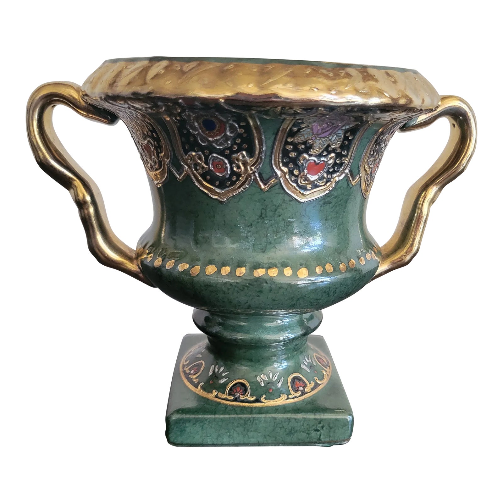 Mid 20th Century Small Urn Vase With Handles | Chairish