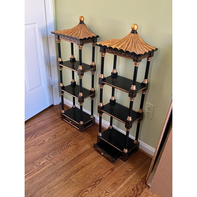 Pair of Chinoiserie Style Pagoda Wall Shelves | Chairish