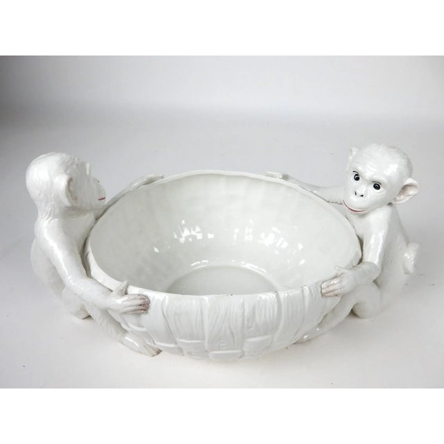 San Marco of Italy White Ceramic Monkey Fruit Bowl | Chairish