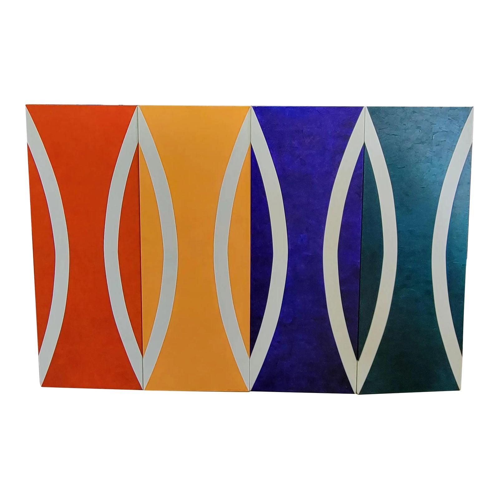 Large 4 Panel Abstract Art | Chairish