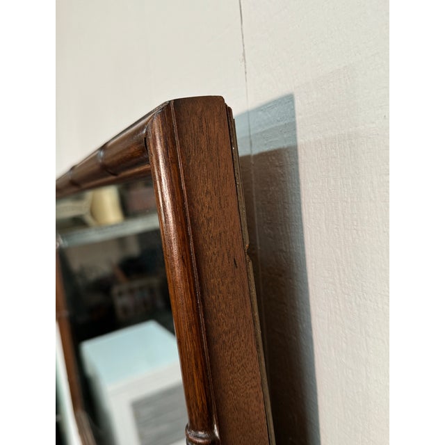 Mid 20th Century Wood Framed Wall Hanging Mirror | Chairish
